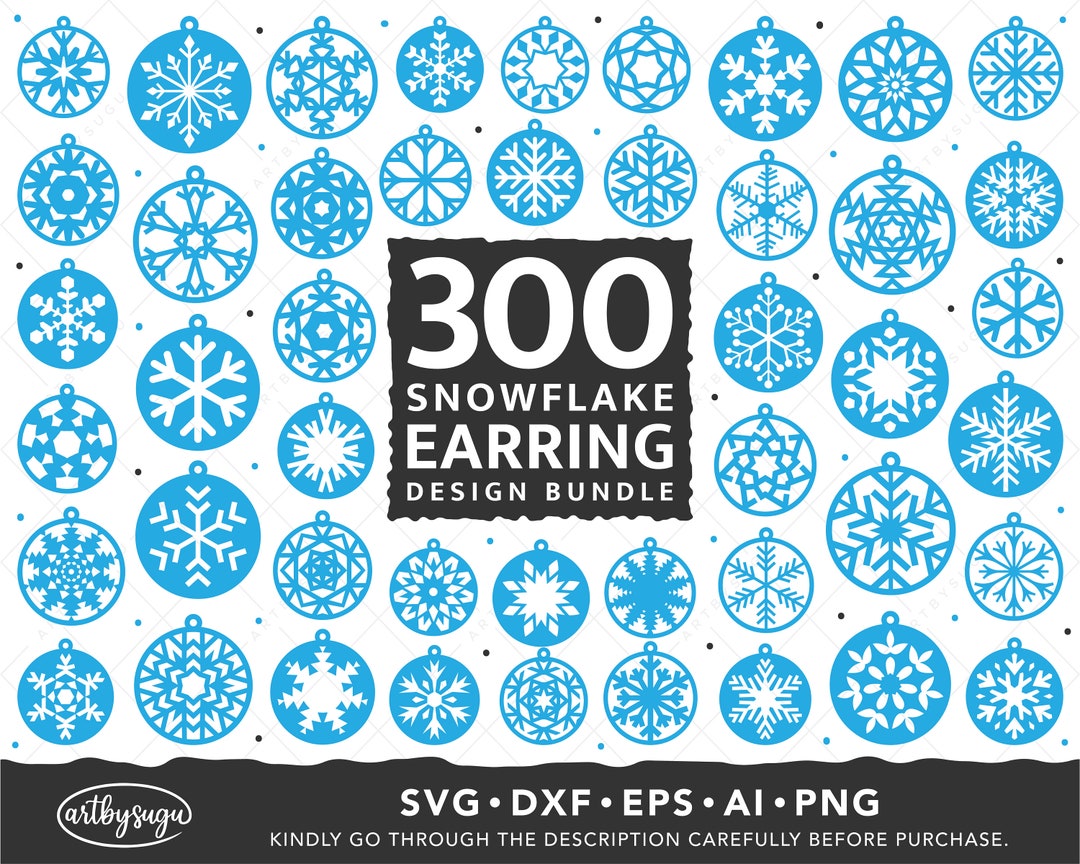 Snowflake Earrings SVG, Winter Earring SVG Bundle - Etsy