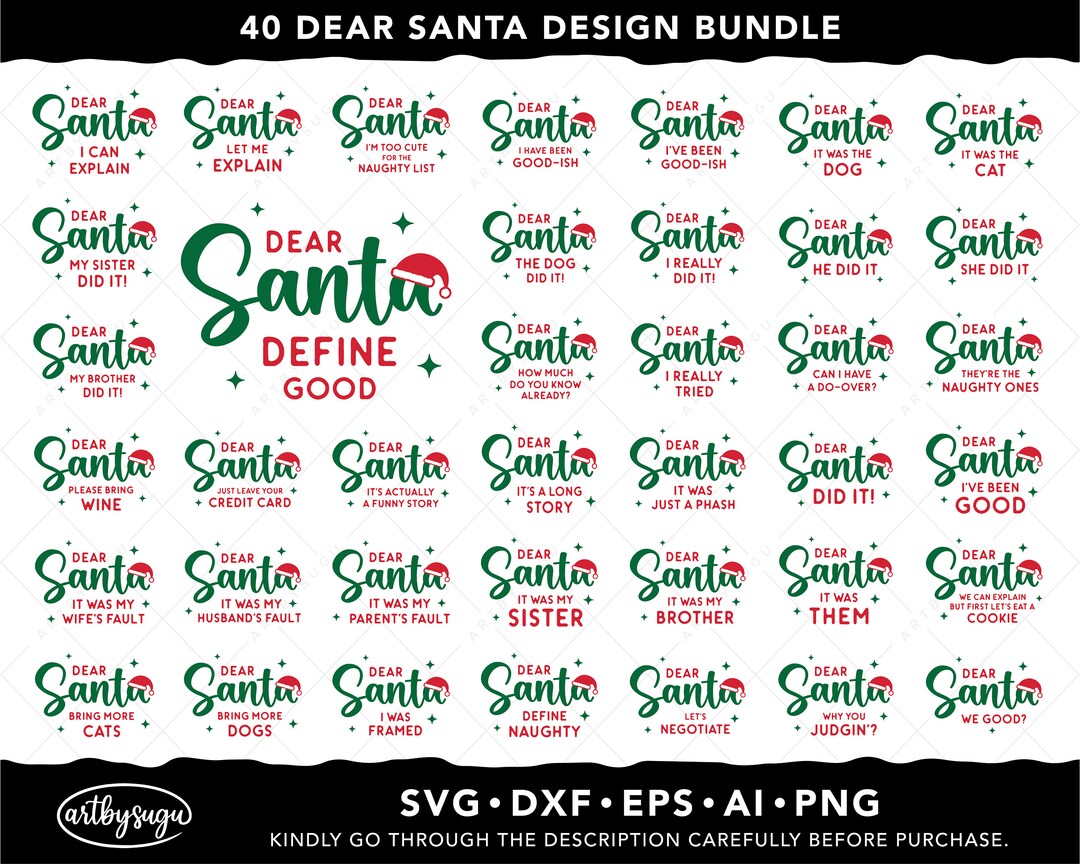 Dear Santa SVG Bundle, Funny Christmas SVG, Christmas Shirt SVG - Etsy