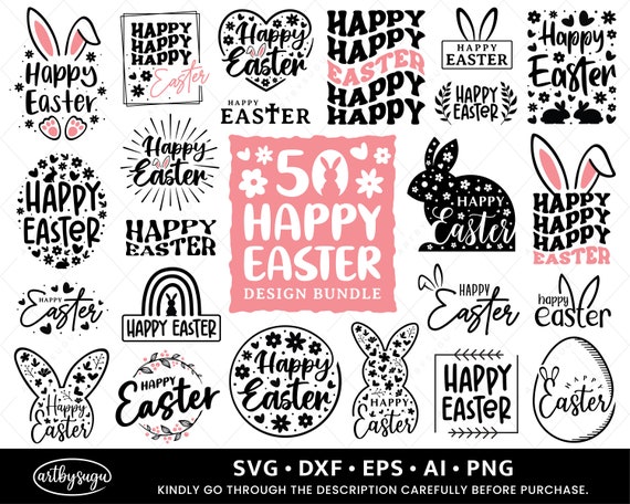 Happy Easter SVG Bundle Easter SVG Design - Etsy