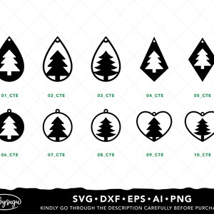 Christmas Tree Earrings SVG Bundle - Etsy