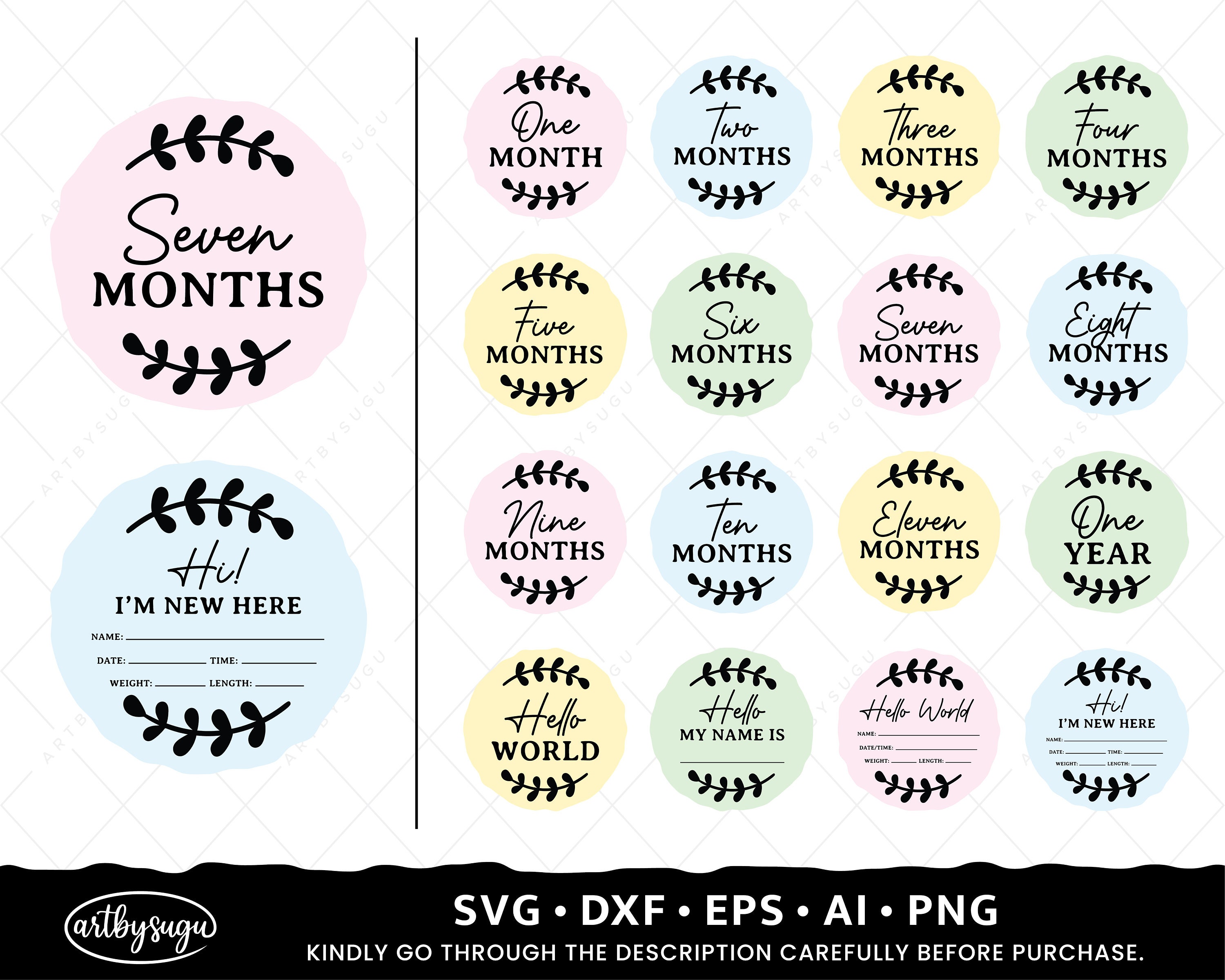 Baby Milestone Rounds SVG Hello World SVG Baby Sign SVG - Etsy