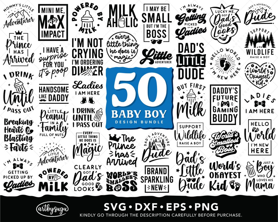 Baby Boy SVG Bundle, Cute Newborn Boy Clipart, Boy Baby Shower PNG ...