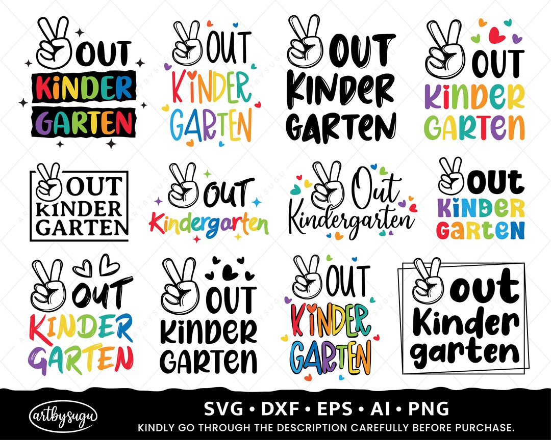 Peace Out Kindergarten SVG Bundle - Etsy