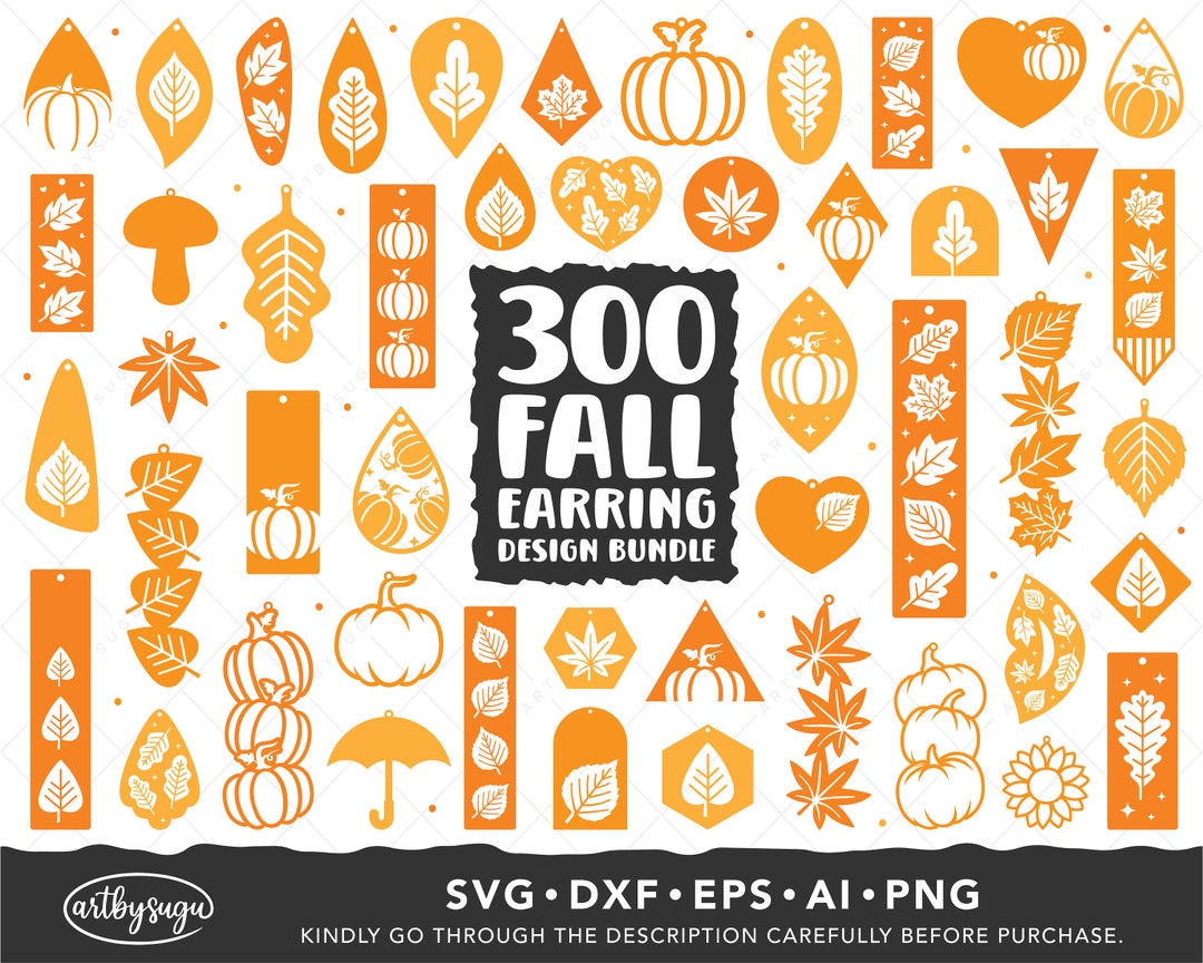 Fall Earrings SVG Bundle, Fall Leaf Earring SVG, Pumpkin Earring SVG ...