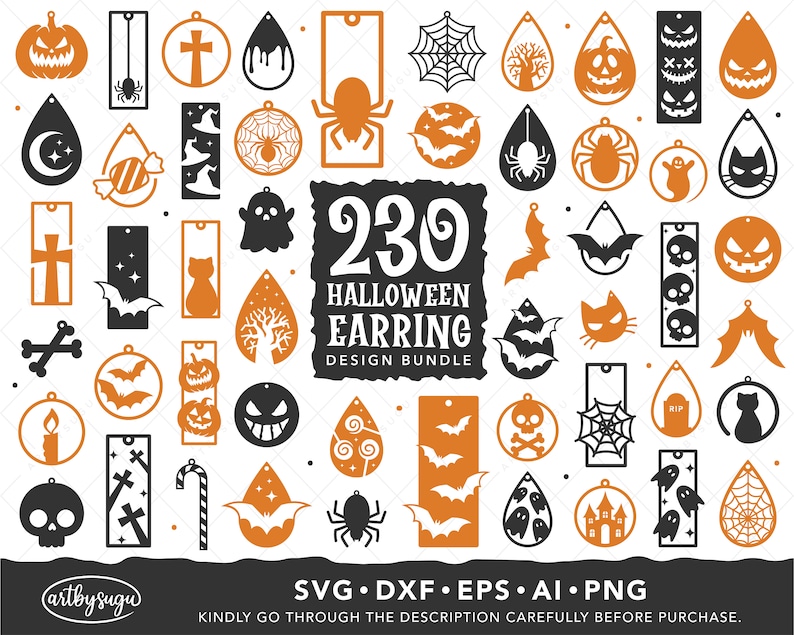 Halloween Earrings SVG Design Bundle - Etsy