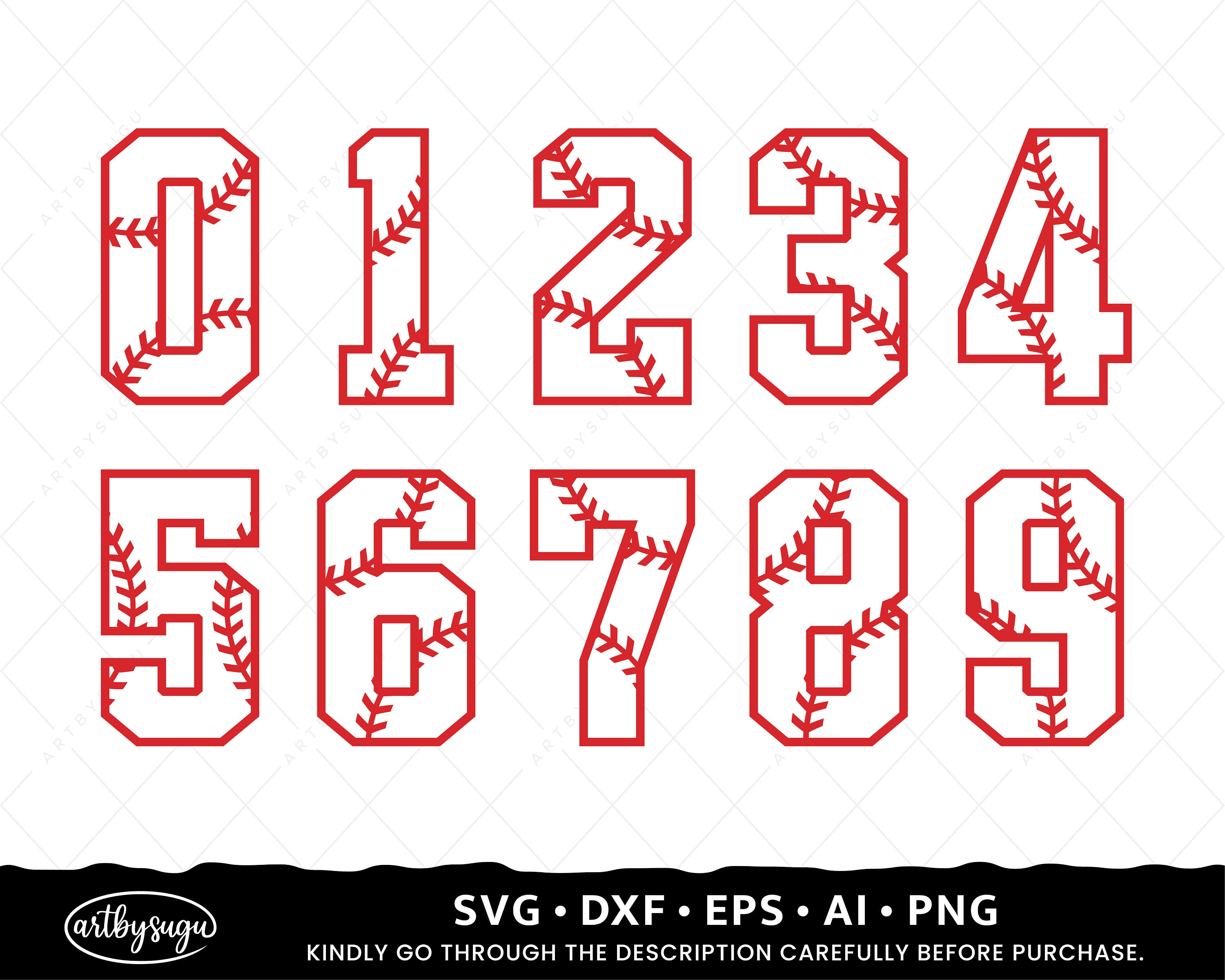 Varsity Number SVG Baseball Stitching Numbers SVG Baseball - Etsy