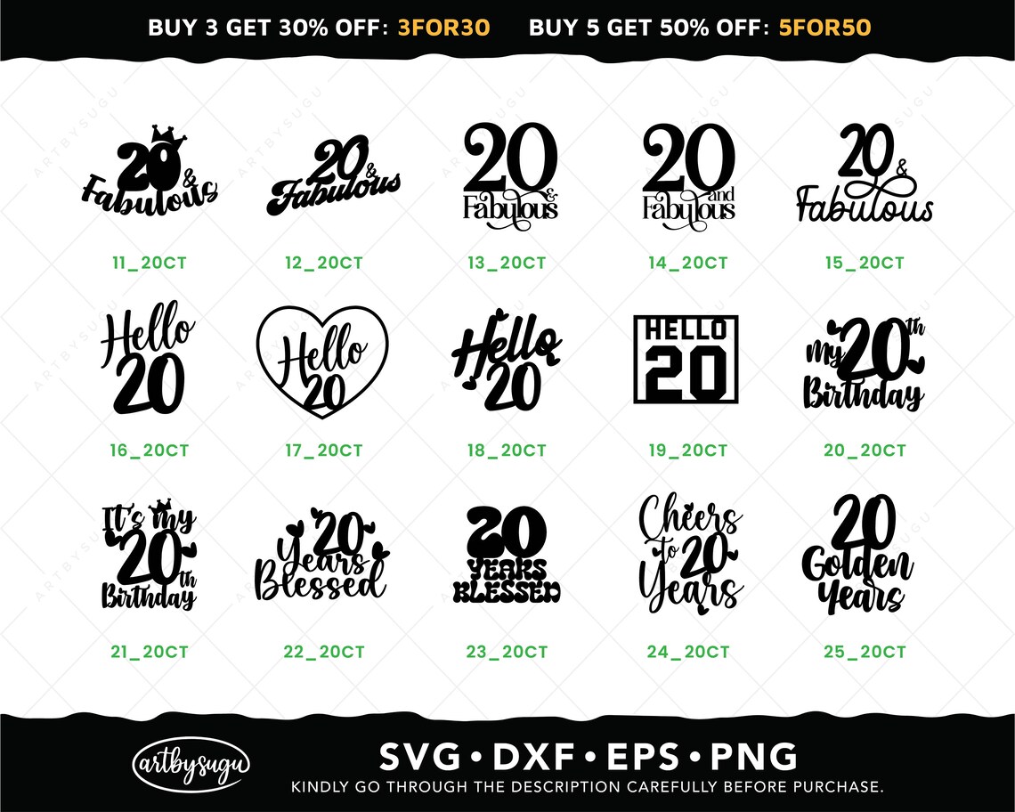 20th Birthday Cake Topper Svg Bundle, Cheers to 20 Years Png, 20 and ...