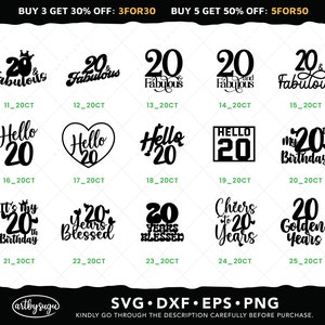Buy 20th Birthday Cake Topper Svg Bundle, Cheers to 20 Years Png, 20 ...