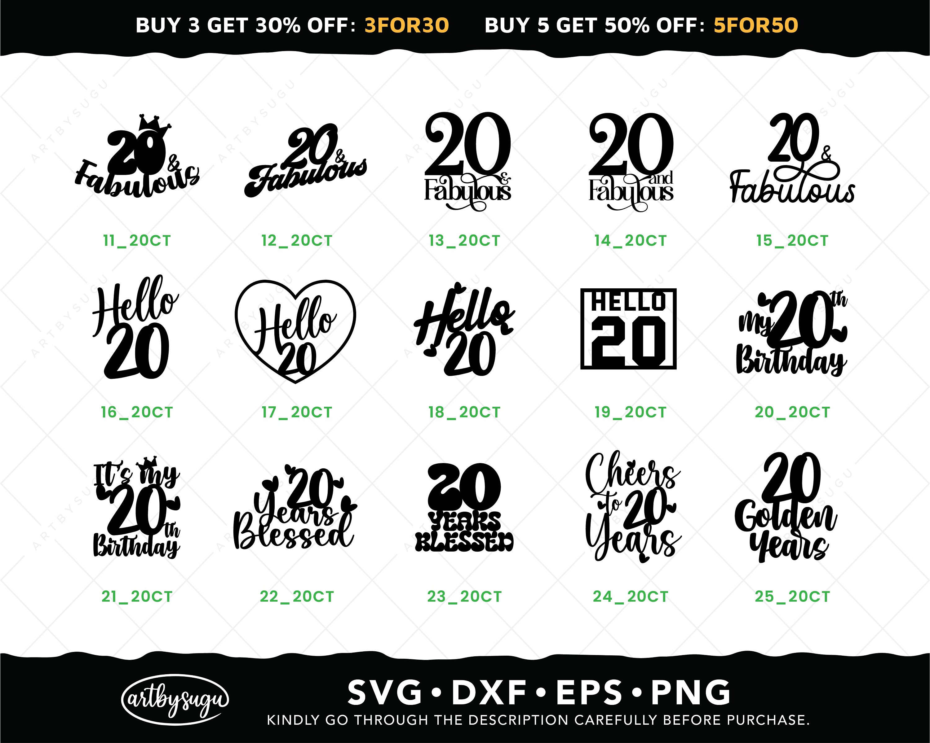 20th Birthday Cake Topper Svg Bundle, Cheers to 20 Years Png, 20 and ...