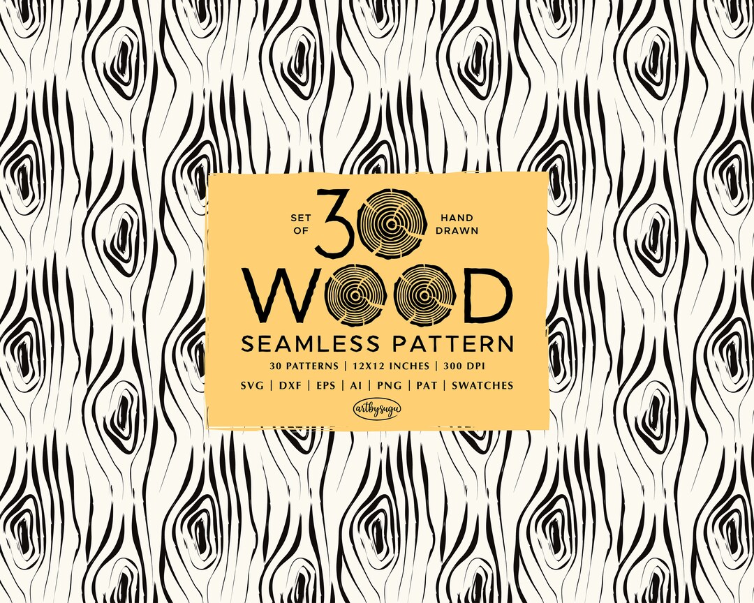 30 Hand Drawn Wood Seamless Pattern Set, Hand Drawn Wood Digital Paper ...