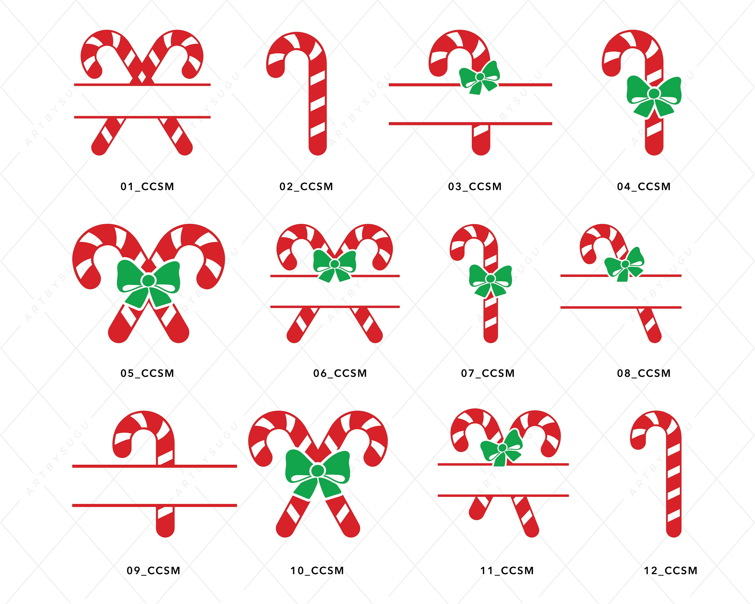 Candy Cane Split Monogram SVG Bundle - Etsy
