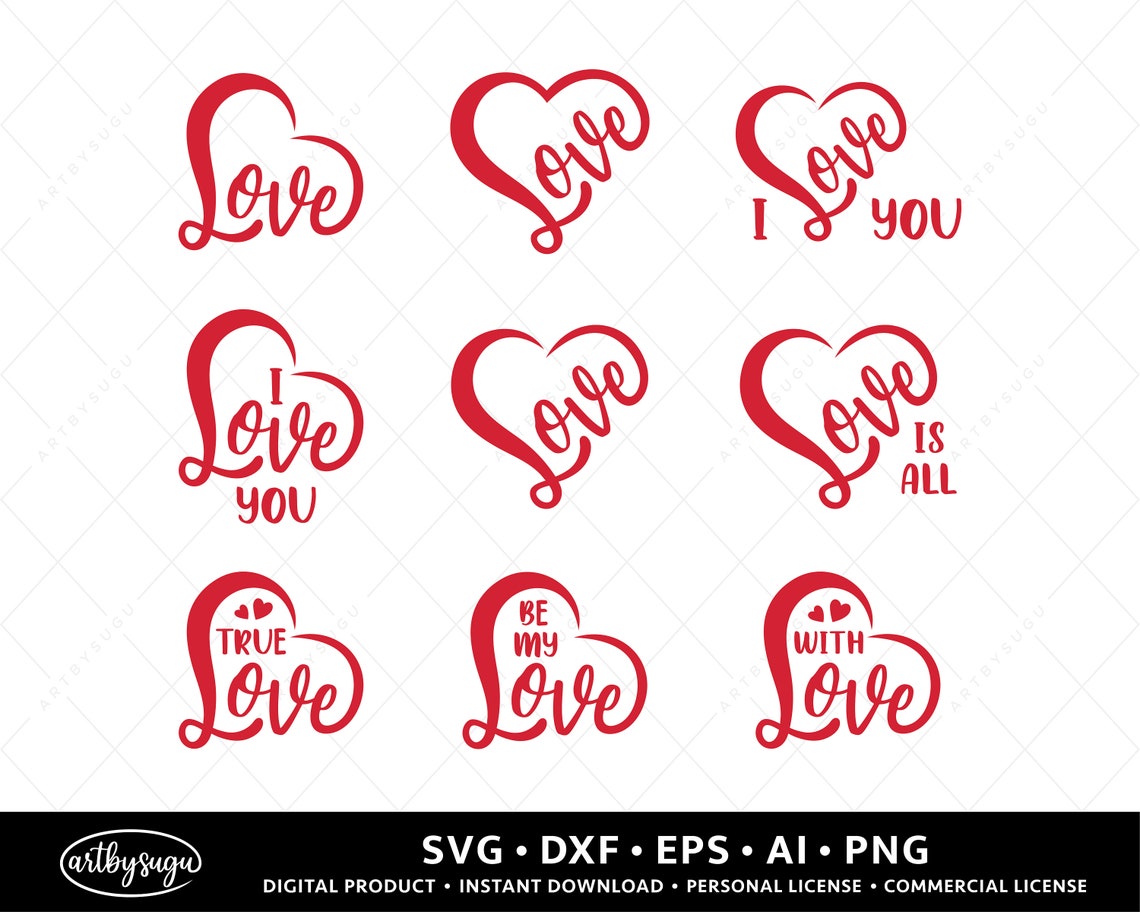 Love Svg Bundle Valentine Svg Heart Svg Valentines Day Svg | Etsy