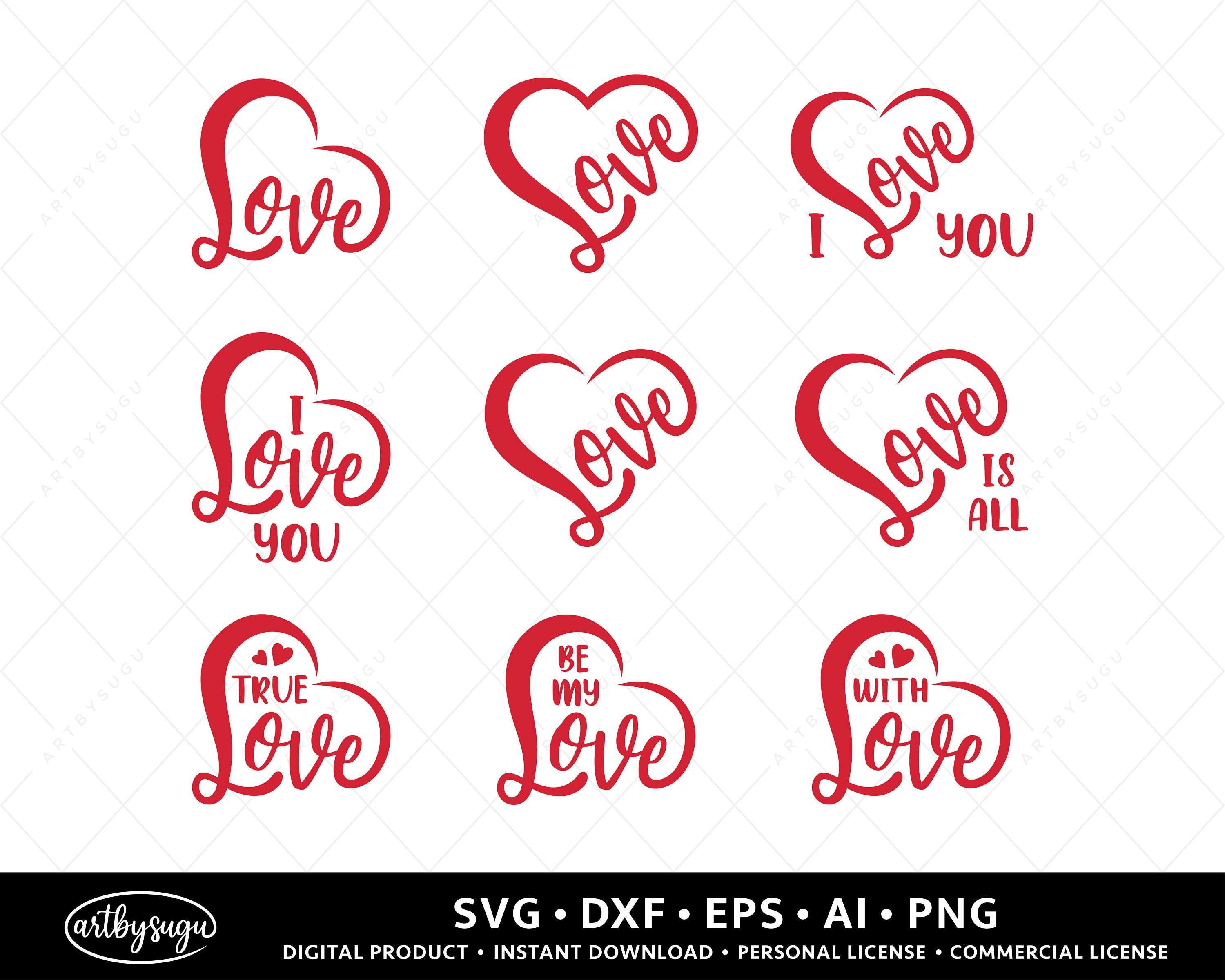 Love Svg Bundle Valentine Svg Heart Svg Valentines Day Svg | Etsy