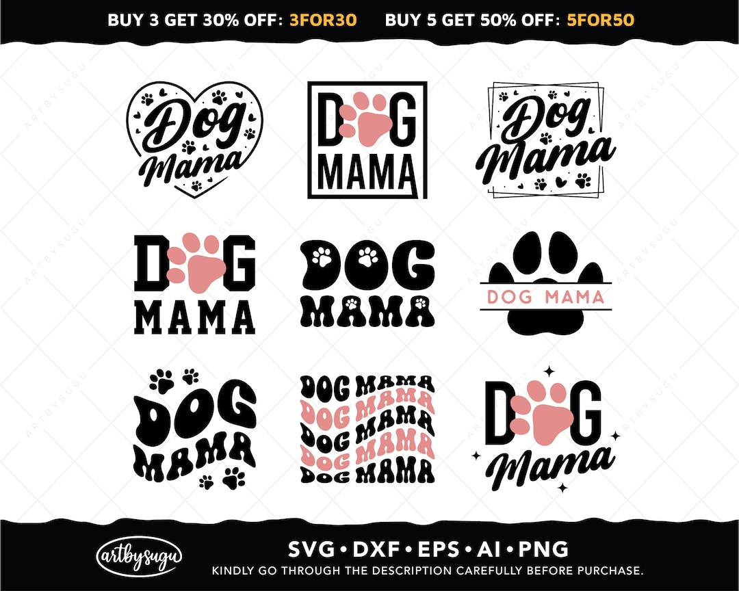 Dog Mama Svg Bundle Dog Lover Svg Paw Print Svg Dog Mama - Etsy