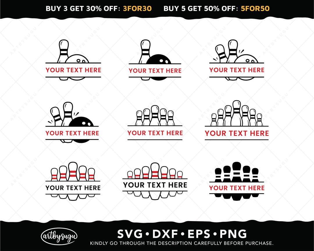Bowling Split Monogram Svg, Bowling Ball Png, Bowling Pins Dxf, Bowling ...