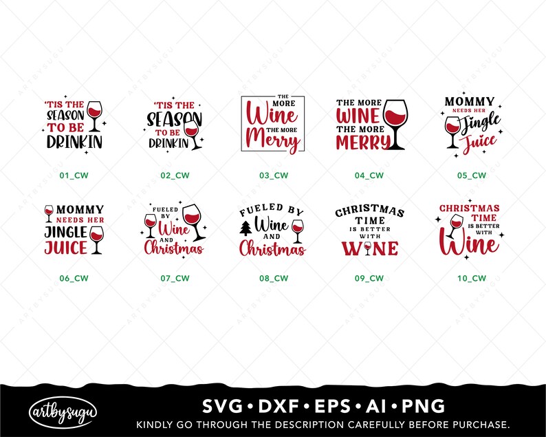 Christmas Wine SVG Bundle - Etsy