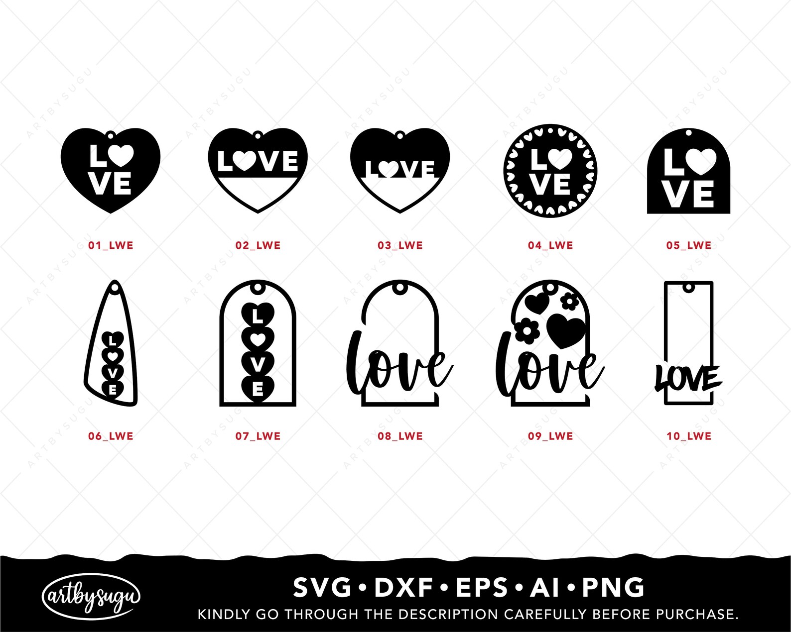 Love Word Earrings Svg Valentine Earrings Svg Bundle Heart Etsy