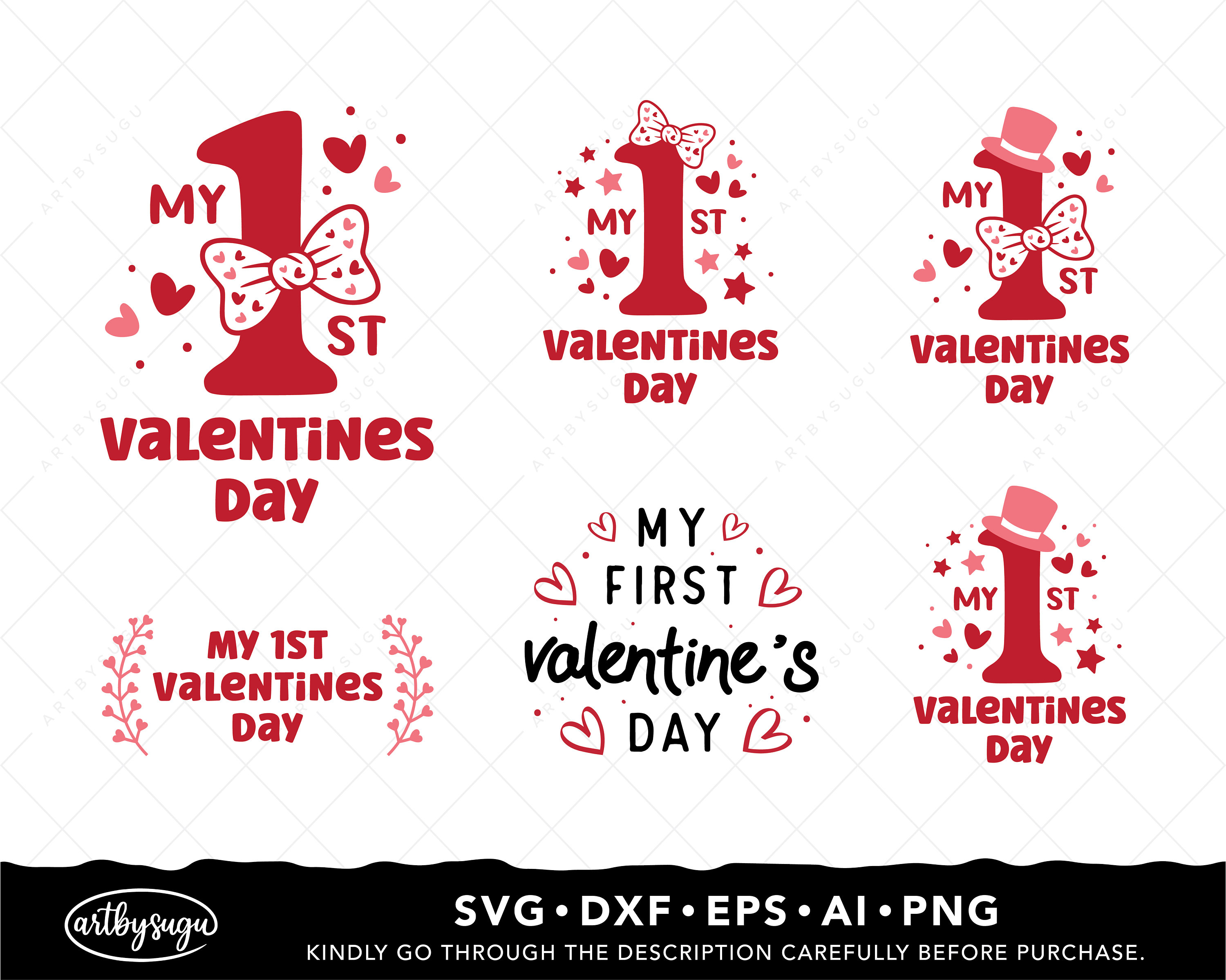 My First Valentines Day SVG My 1st Valentine SVG Bundle - Etsy