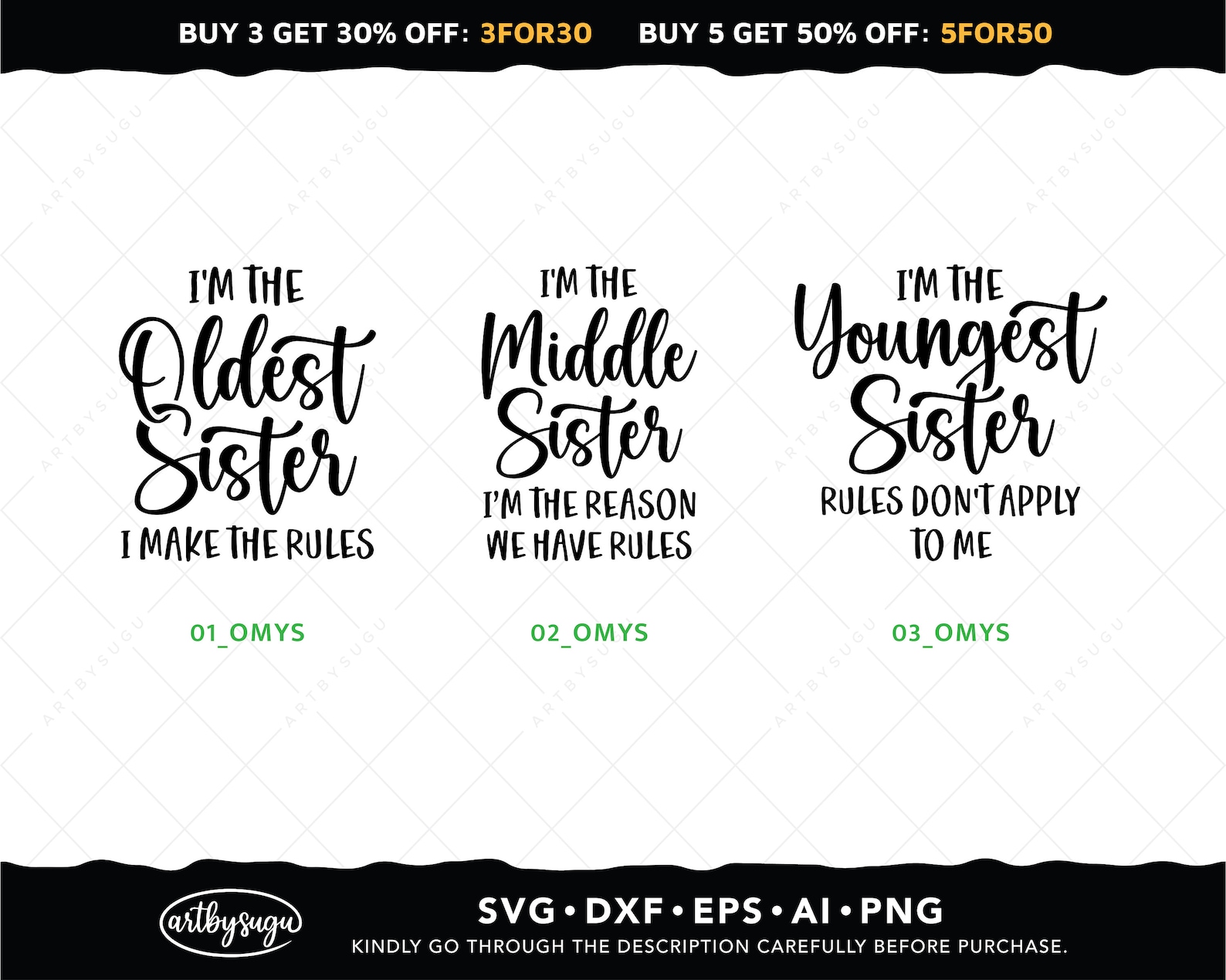 Sisters Svg Bundle, Older Sister Svg, Middle Sister Svg, Youngest ...