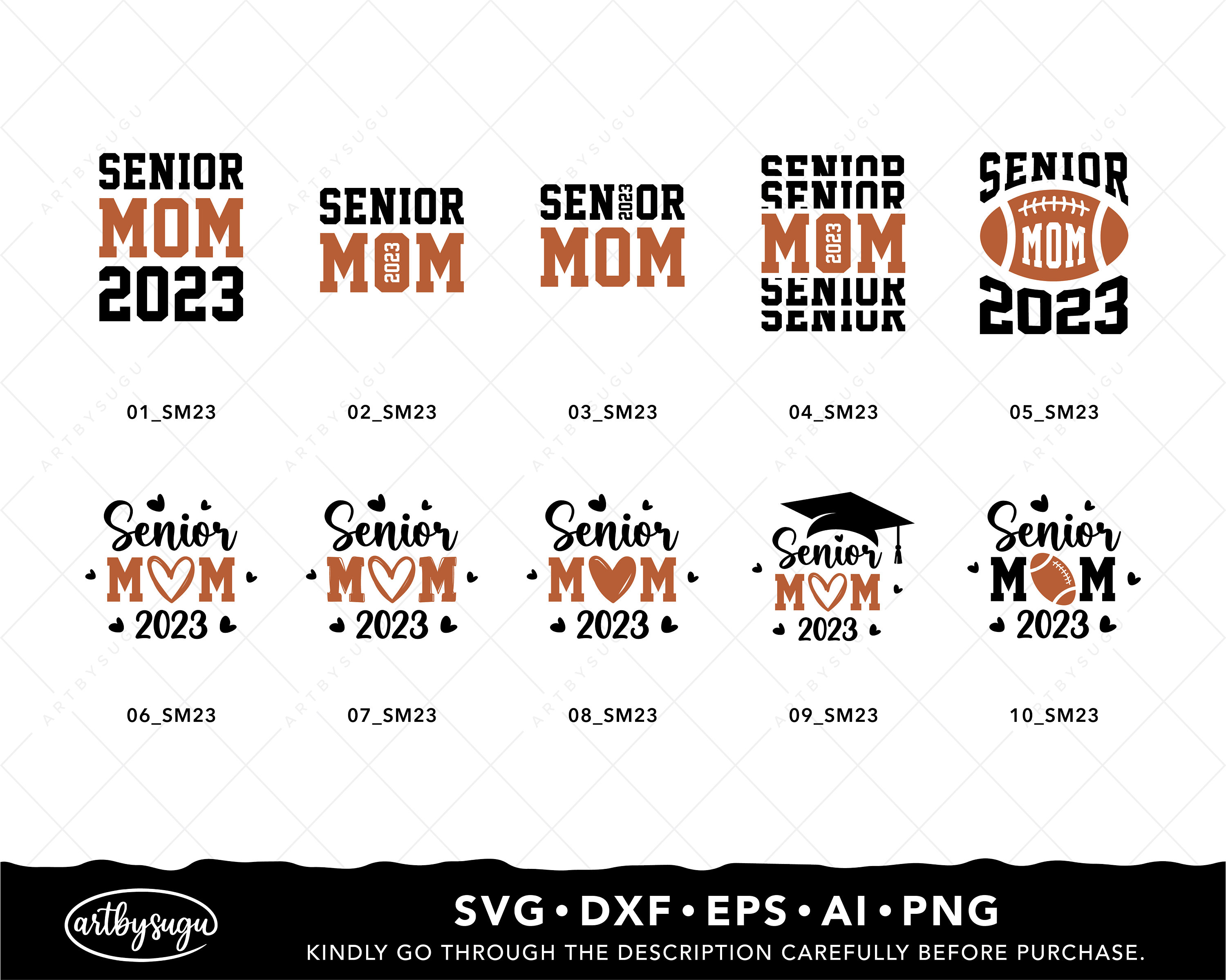 10 Senior Mom 2023 SVG, Football Senior Mom SVG Bundle - Etsy