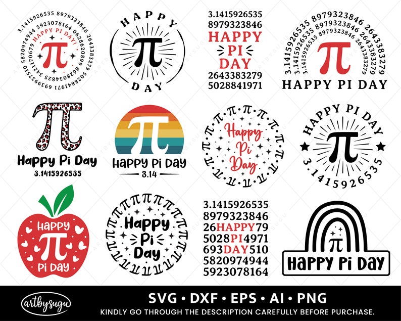 Happy Pi Day Svg Bundle Pi SVG 3.14159 SVG - Etsy