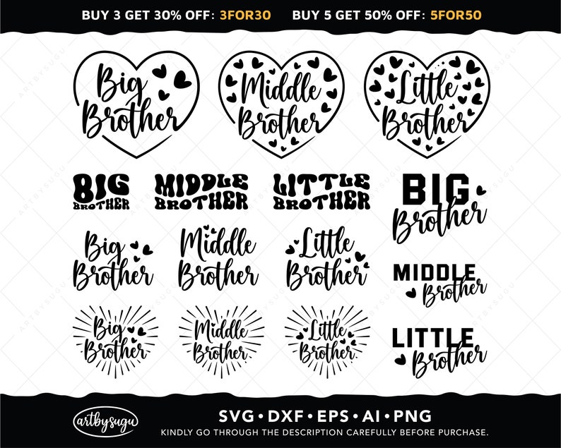 Brother Svg Bundle, Big Brother Svg, Middle Brother Svg, Little Brother ...