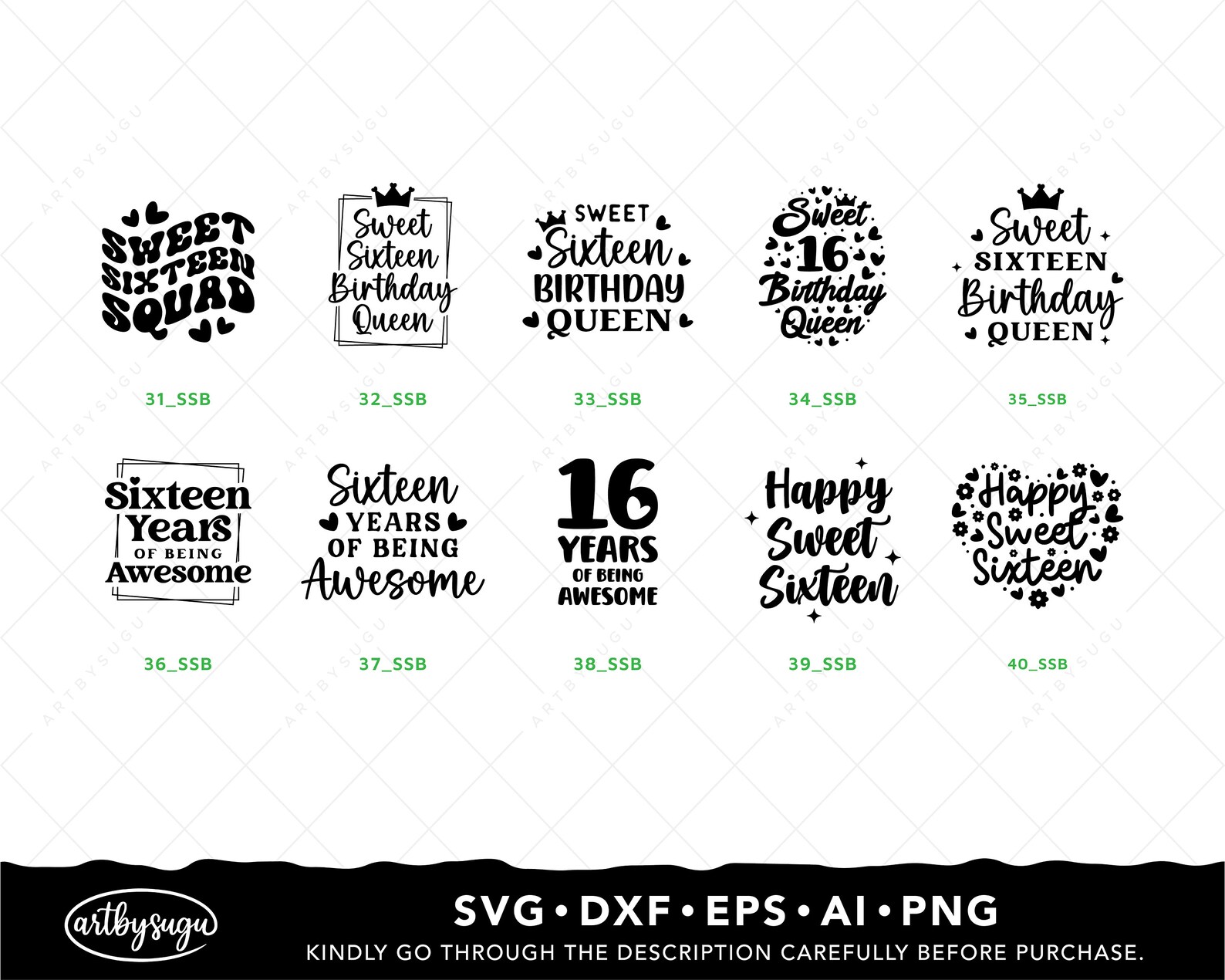 Sweet Sixteen SVG Bundle, Sweet 16 SVG, 16th Birthday Svg, Birthday ...