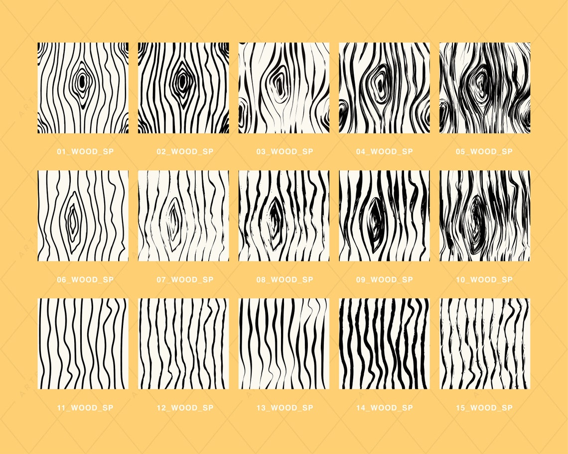 30 Hand Drawn Wood Seamless Pattern Set, Hand Drawn Wood Digital Paper ...