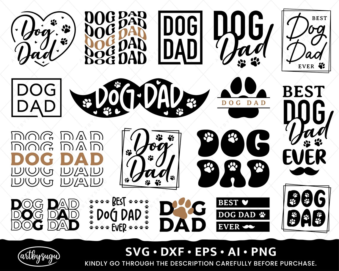 Dog Dad SVG Bundle Father's Day SVG Best Dog Dad Ever - Etsy