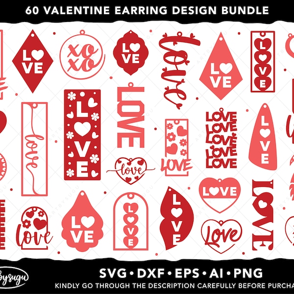 Heart Earrings Svg - Etsy