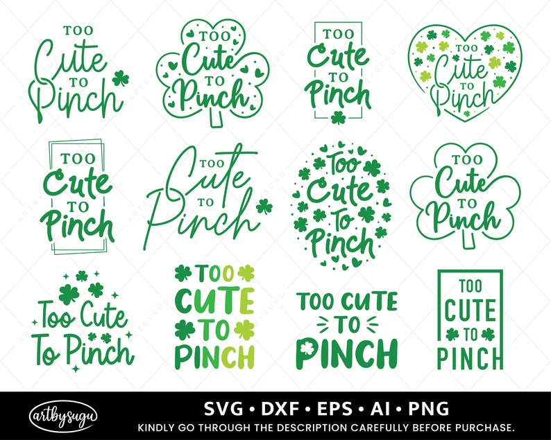 Too Cute to Pinch SVG St Patricks Day SVG Bundle | Etsy