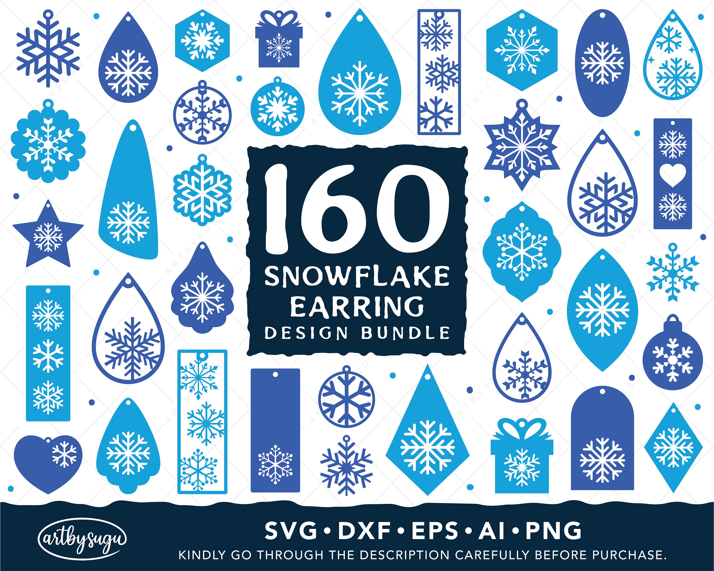 Snowflake Earrings SVG Bundle Winter Earrings SVG Design - Etsy