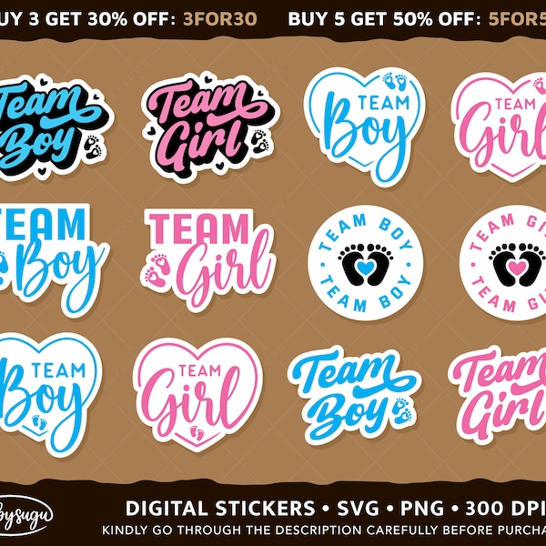 Printable Team Boy Team Girl Stickers - Etsy