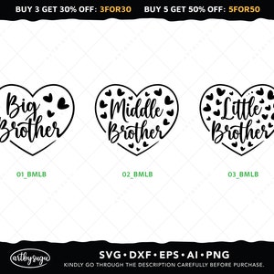 Brother Svg Bundle, Big Brother Svg, Middle Brother Svg, Little Brother ...