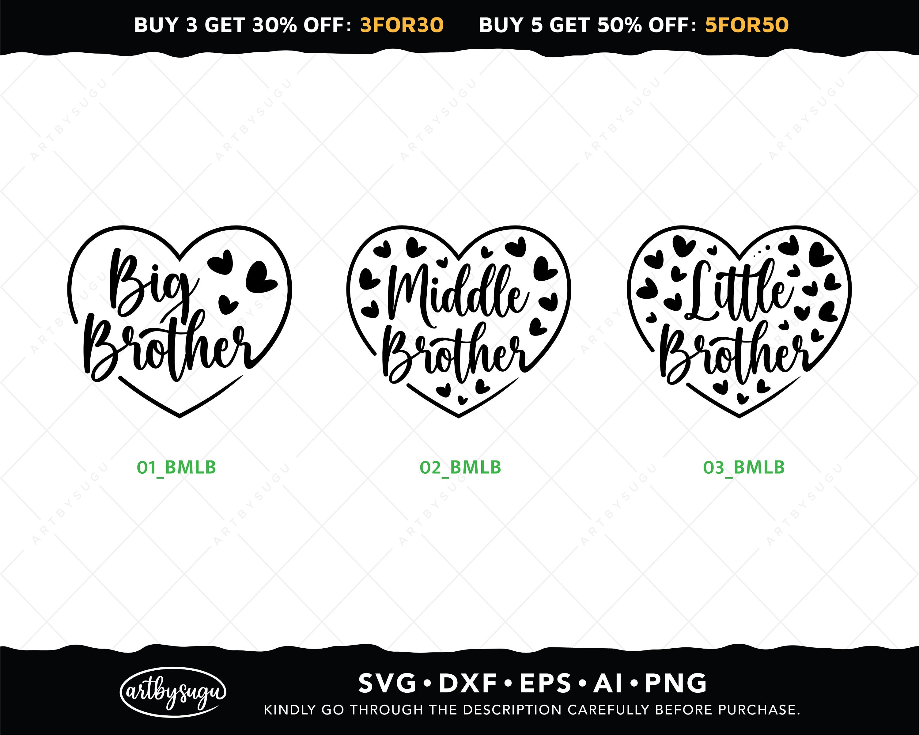 Brother Svg Bundle, Big Brother Svg, Middle Brother Svg, Little Brother ...