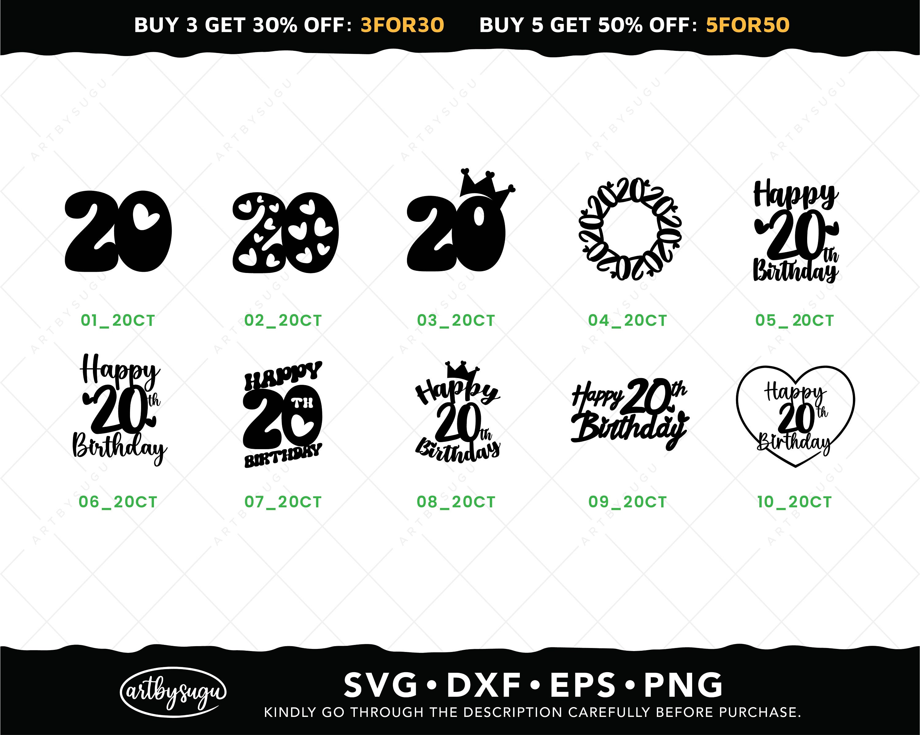 20th Birthday Cake Topper Svg Bundle, Cheers to 20 Years Png, 20 and ...