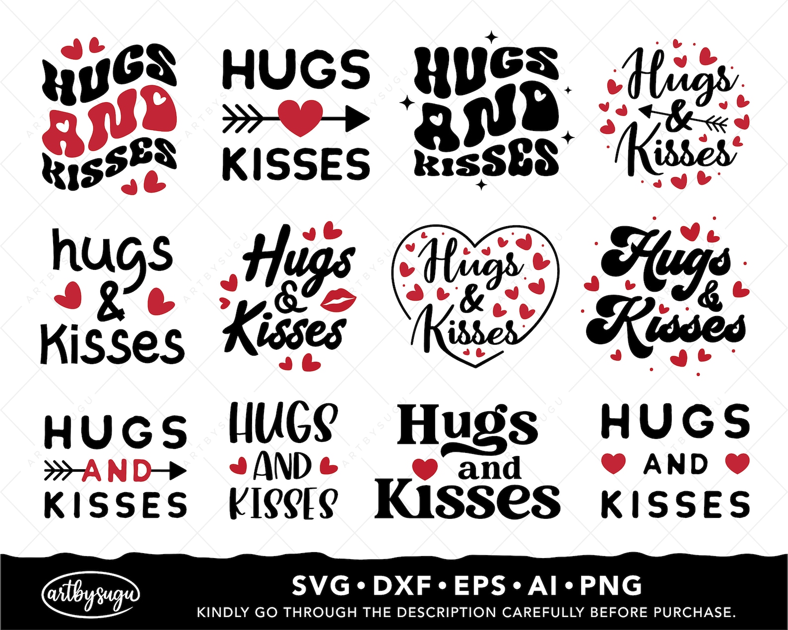 Buy Hugs and Kisses SVG Hugs & Kisses SVG Valentines Day SVG Online in ...