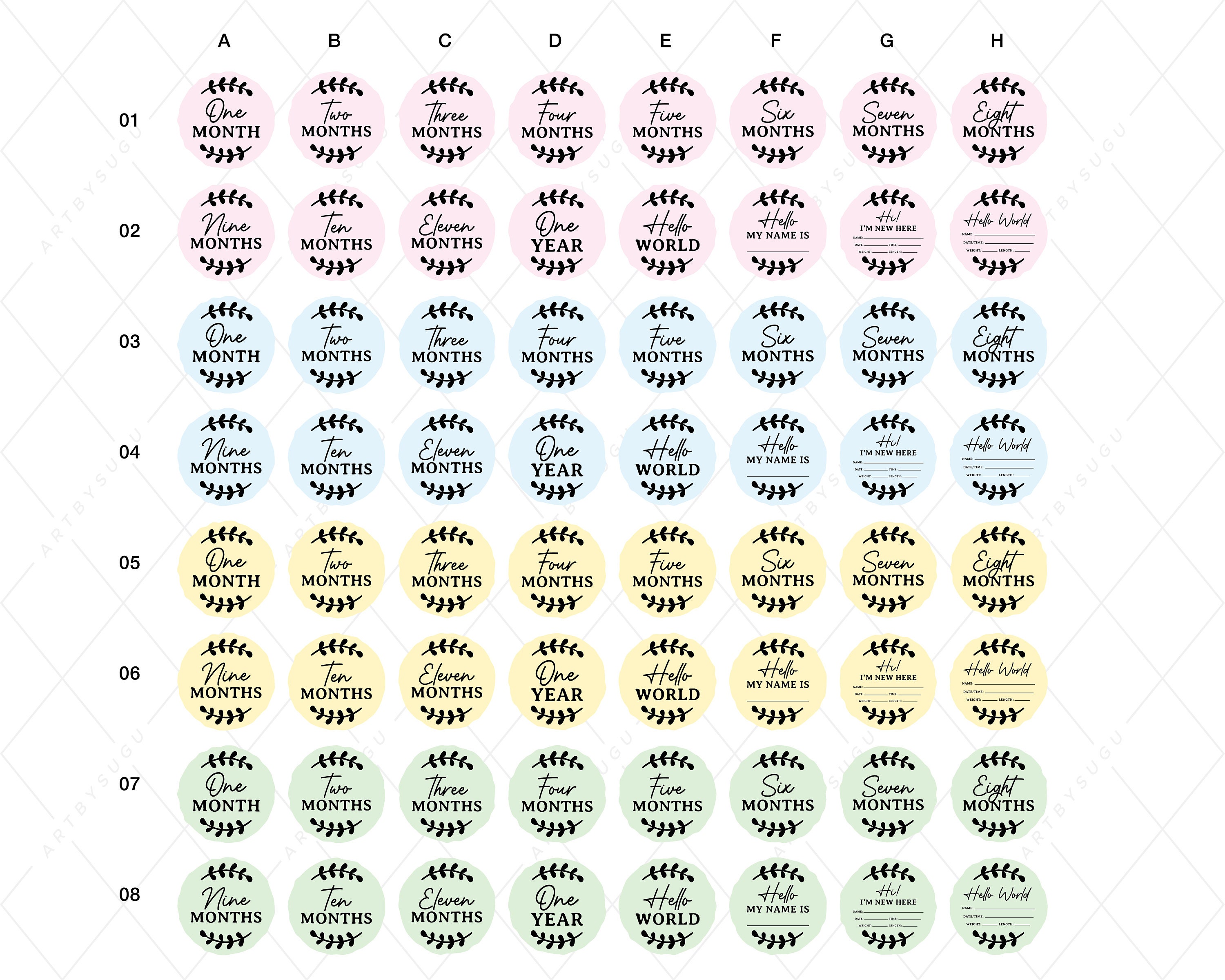Baby Milestone Rounds SVG Hello World SVG Baby Sign SVG - Etsy