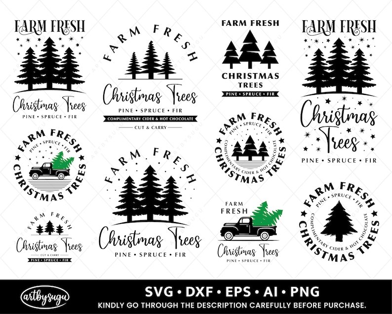 Farm Fresh Christmas Trees SVG Retro Christmas SVG Christmas - Etsy