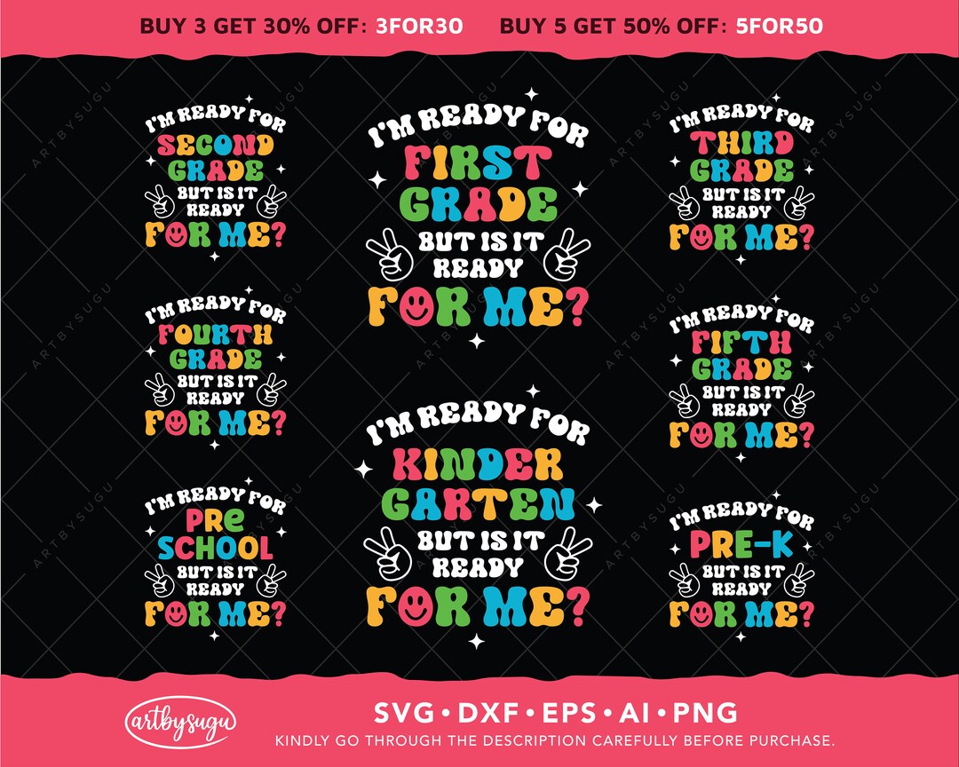 Back to School Svg Bundle, I'm Ready for Kindergarten but is It Ready ...