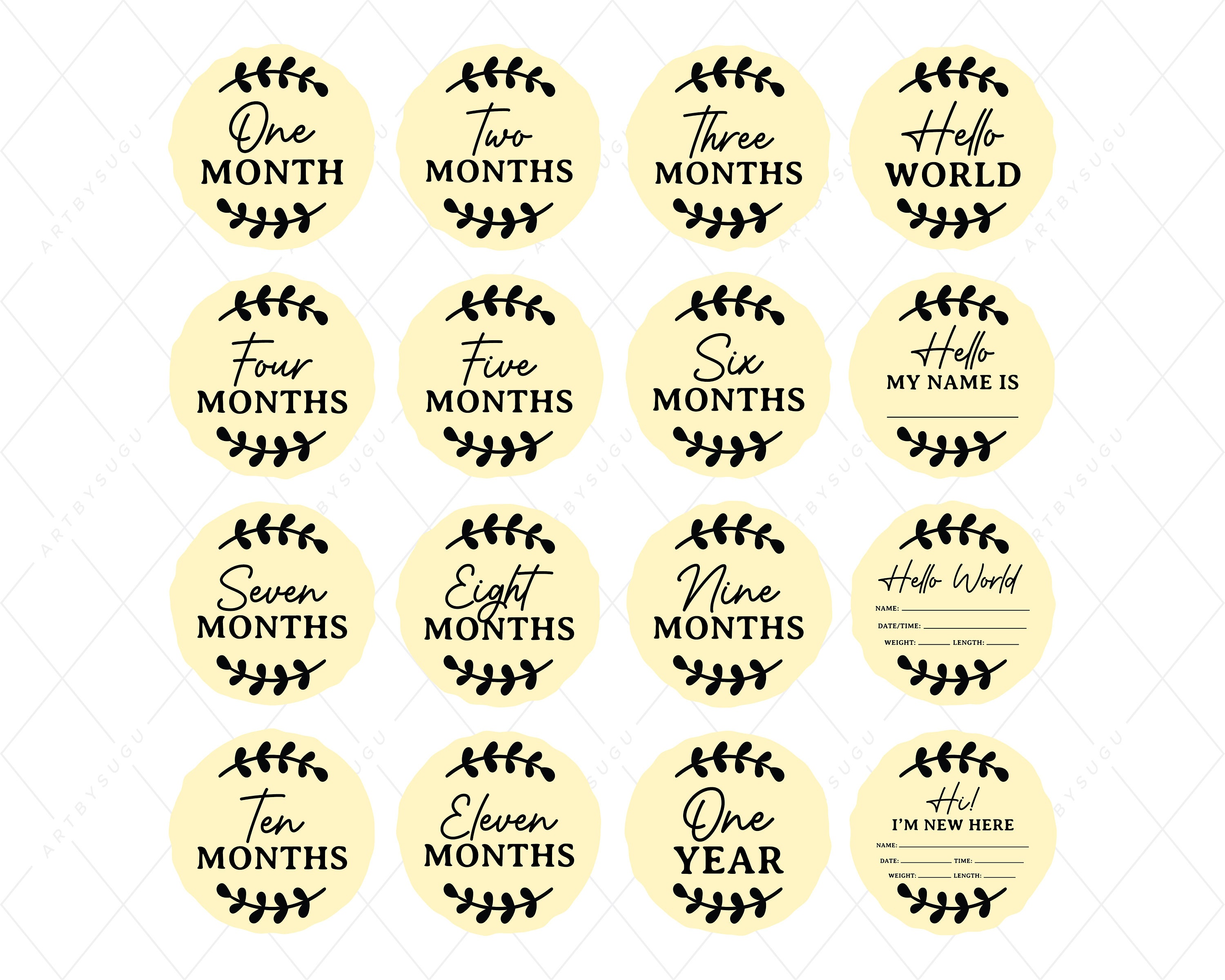 Baby Milestone Rounds SVG Hello World SVG Baby Sign SVG - Etsy