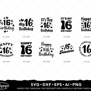 Sweet Sixteen SVG Bundle, Sweet 16 SVG, 16th Birthday Svg, Birthday ...