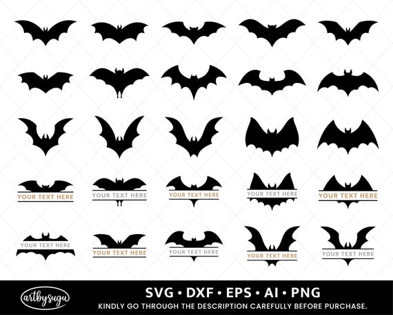Bat SVG Bundle Bat Monogram Svg Halloween SVG Bat Template - Etsy