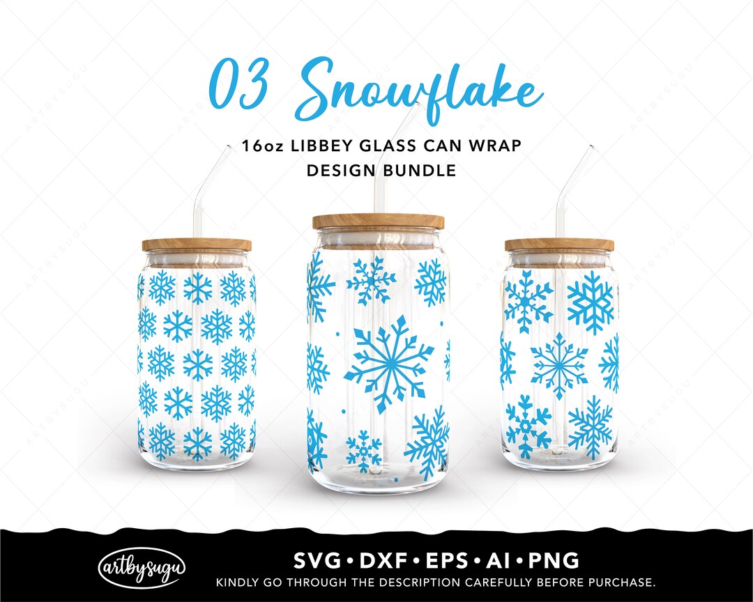 Snowflake Libbey Glass Wrap Svg, Beer Can Glass Svg, 16oz Glass Can ...