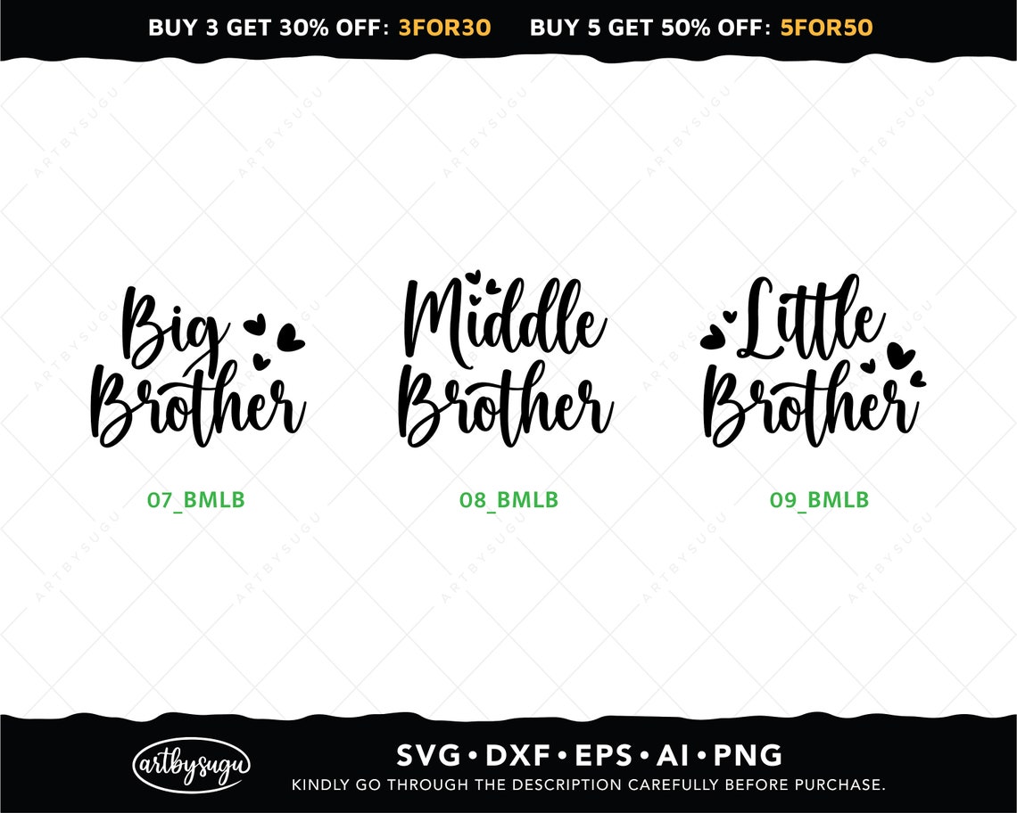Brother Svg Bundle, Big Brother Svg, Middle Brother Svg, Little Brother ...