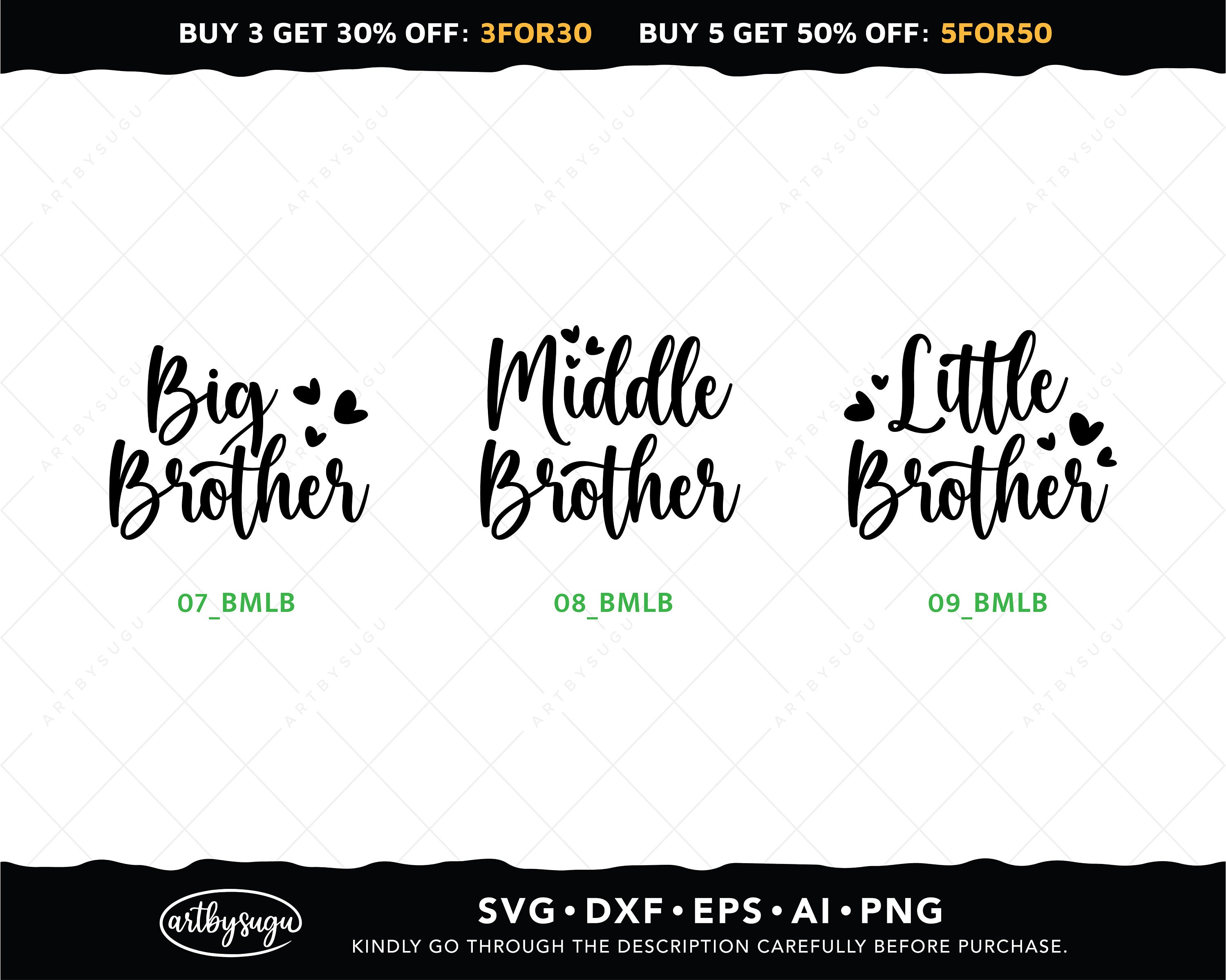Brother Svg Bundle, Big Brother Svg, Middle Brother Svg, Little Brother ...