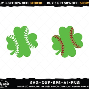 Baseball Shamrock Svg, St Patrick Svg, Four Leaf Clover Svg, Lucky Svg ...