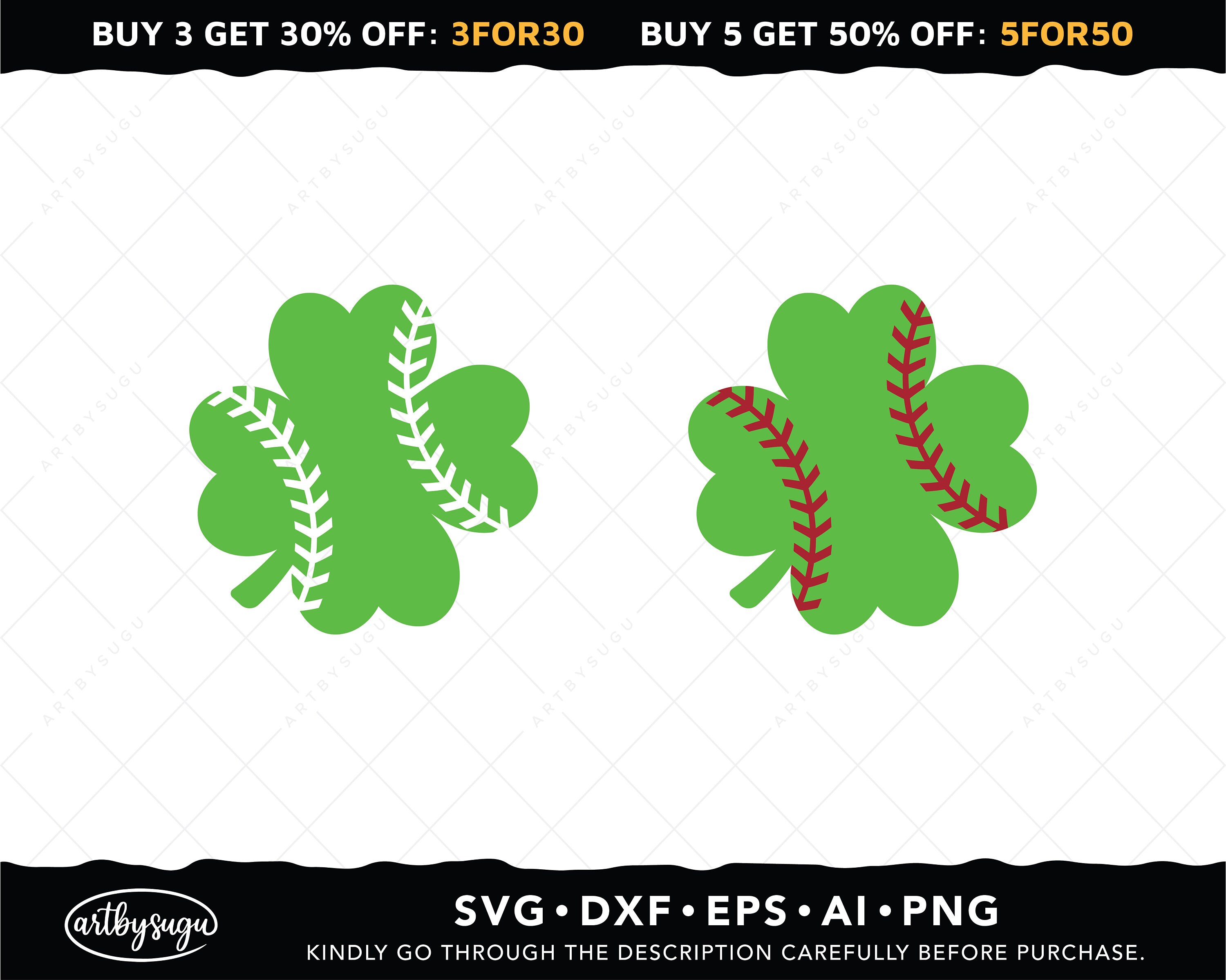 Baseball Shamrock Svg, St Patrick Svg, Four Leaf Clover Svg, Lucky Svg ...