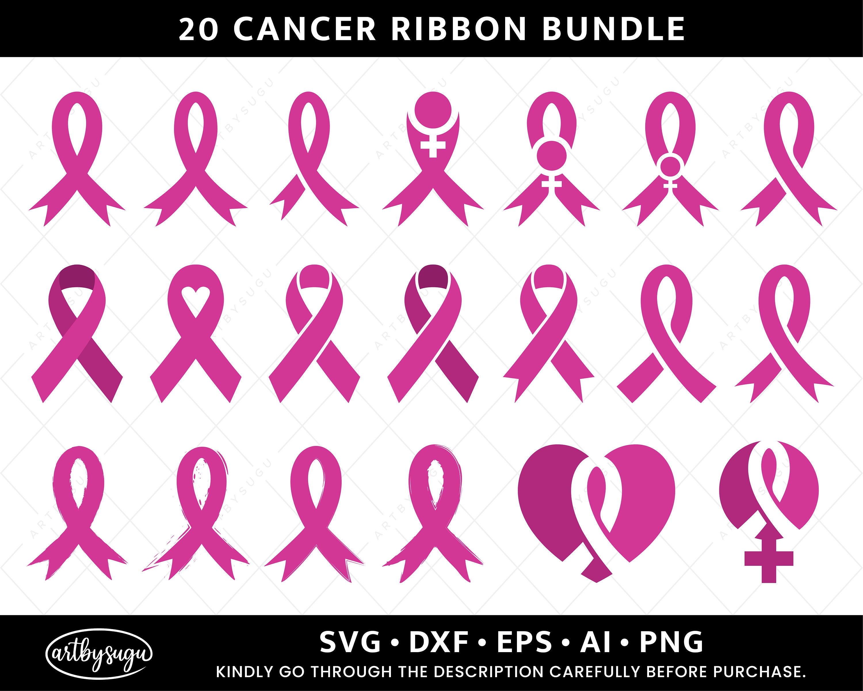 Pink Cancer Ribbon Svg Awareness Ribbon Svg Bundle Breast - Etsy