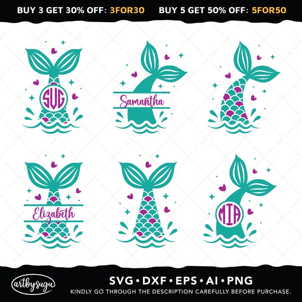 Mermaid Monogram Svg - Etsy